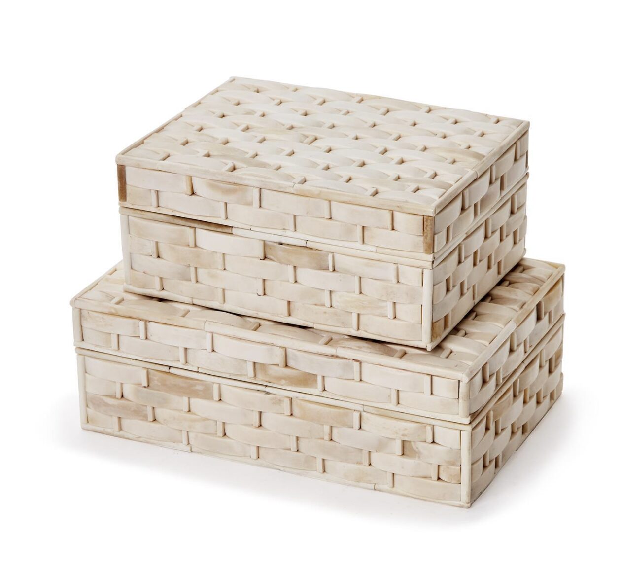 Two's Company Basketweave Bone Box Large - Lifestyles Giftware